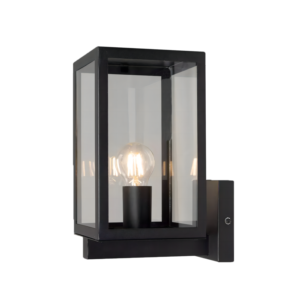 WALL LANTERN E27 STAINLESS STEEL BODY IP54 MATT BLACK - VCH0112 - Eagle Lighting