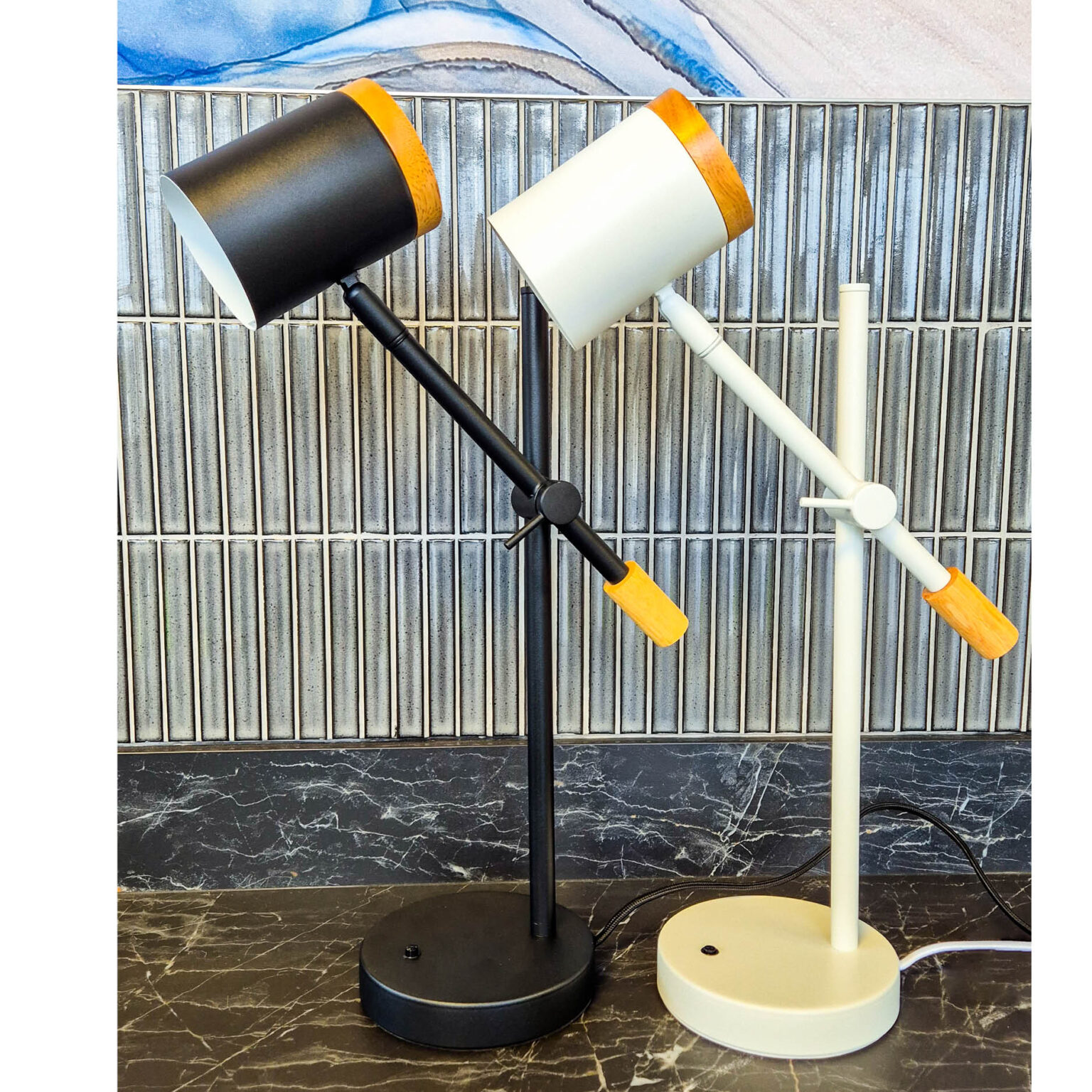 TABLE LAMP - SAND BLACK & WOOD - NAH3000/04 - Eagle Lighting